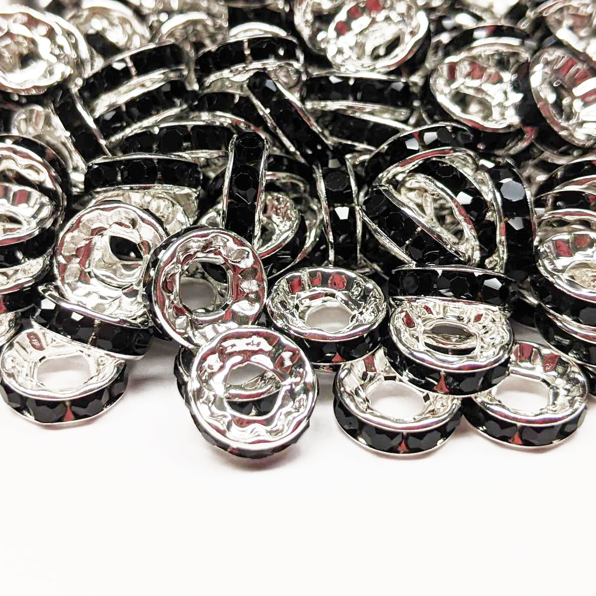 Extra Large Hole Rhinestone Rondelle Spacer Beads ~ 12 colors ...