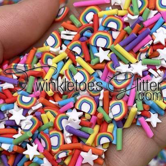 Rainbow Sprinkle Polymer Clay Slices Mix w/Stars – Twinkletoes Glitter ...